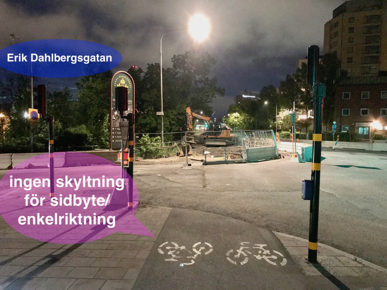 Skräckexempel i trafikomledning Lidingövägen